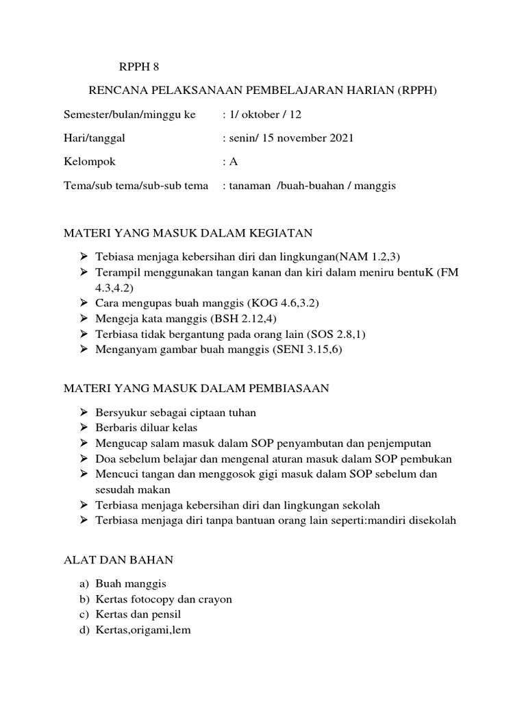 RPPH 8-1 | PDF | Kesehatan Holistik
