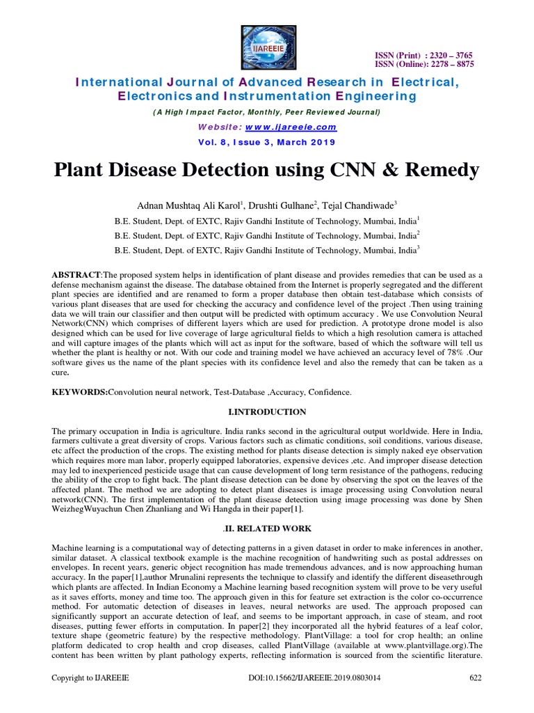 Plant Disease Detection Using CNN & Remedy | PDF | Agriculture | Databases