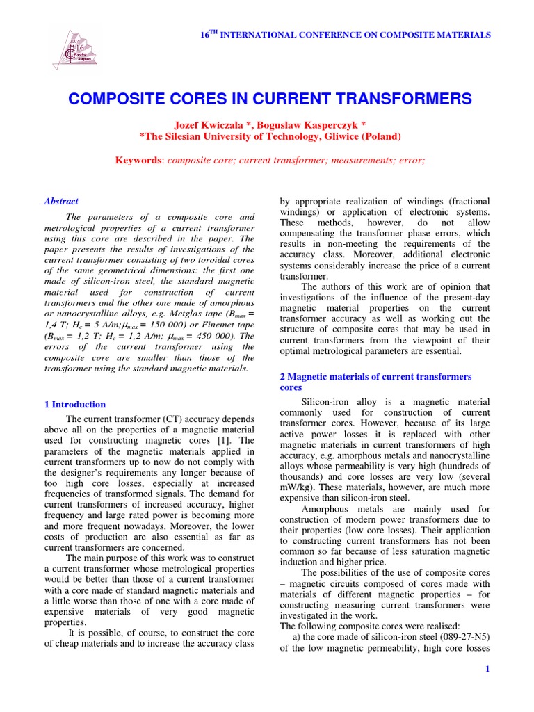 Composite Cores in Current Transformers | PDF | Transformer | Electrical Engineering