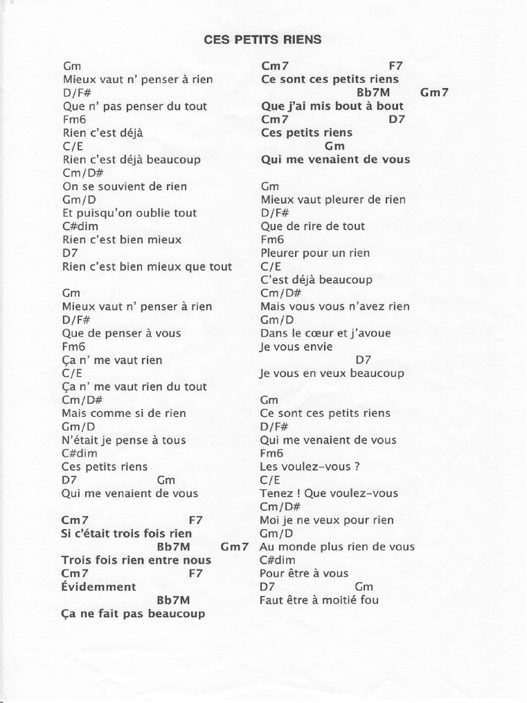 Ces Petits Riens - Serge Gainsbourg | PDF