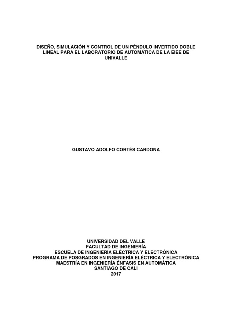 Proyecto Maestría Péndulo Invertido | PDF | Ingeniería | Simulación