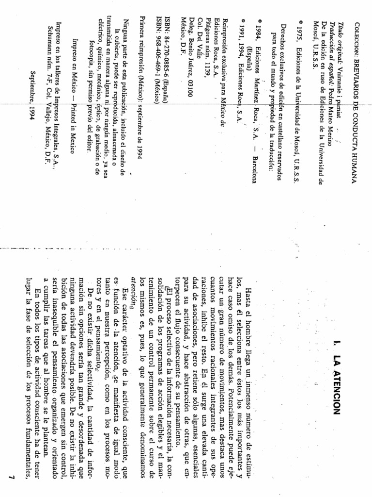 A.R. Luria Atención y Memoria | PDF