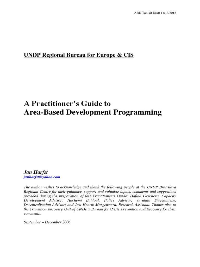 A Practitioner Guide To Area Based Development Programming | PDF ...