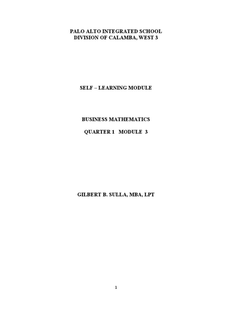 Module 3 in Business Math | PDF | Ratio | Learning