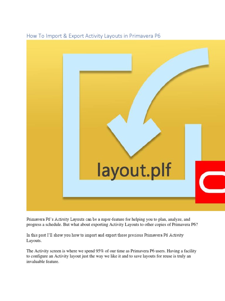 How To Import & Export Activity Layouts in Primavera P6 1 | PDF | Menu ...