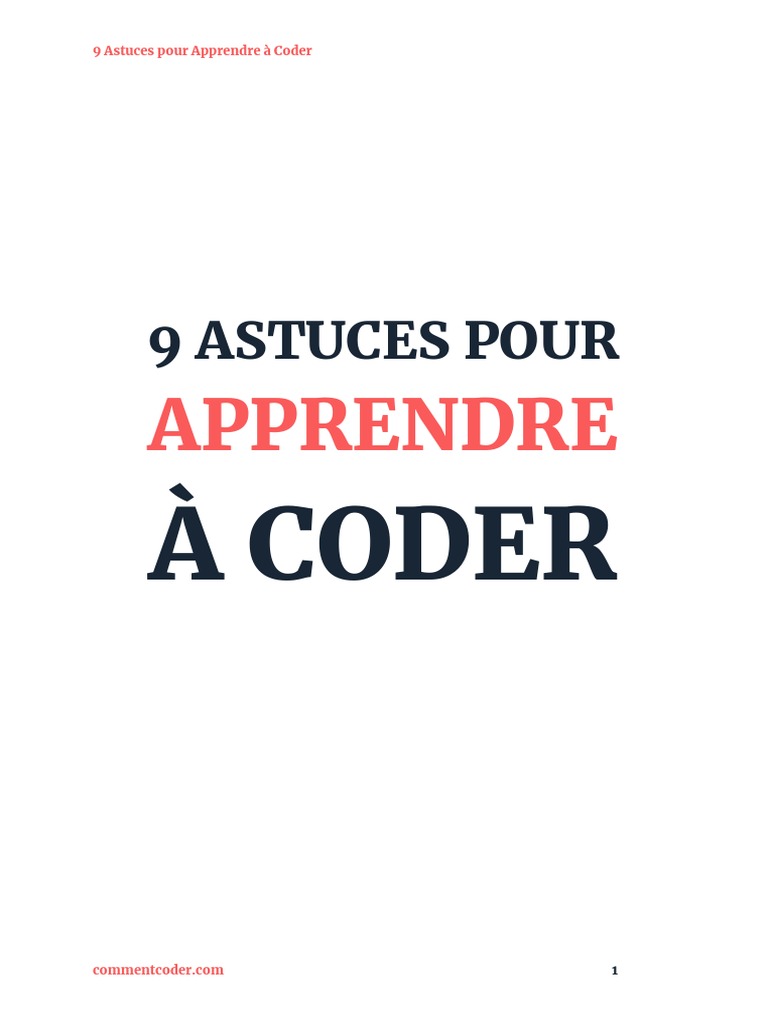9 Astuces pour Apprendre à Coder | PDF | Langage de programmation ...