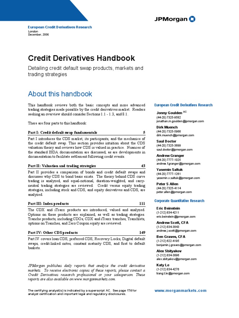JPM Credit Derivatives Handbook | PDF | Credit Default Swap | Credit ...