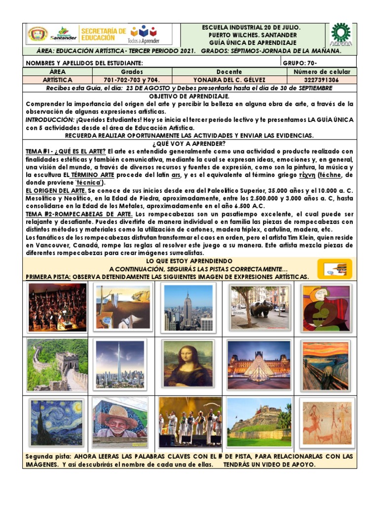 Actividades de Arte para Secundaria | PDF | Pinturas | Amor