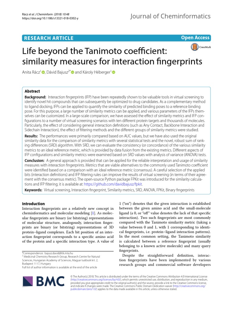 Life Beyond The Tanimoto Coefficient: Similarity Measures For ...