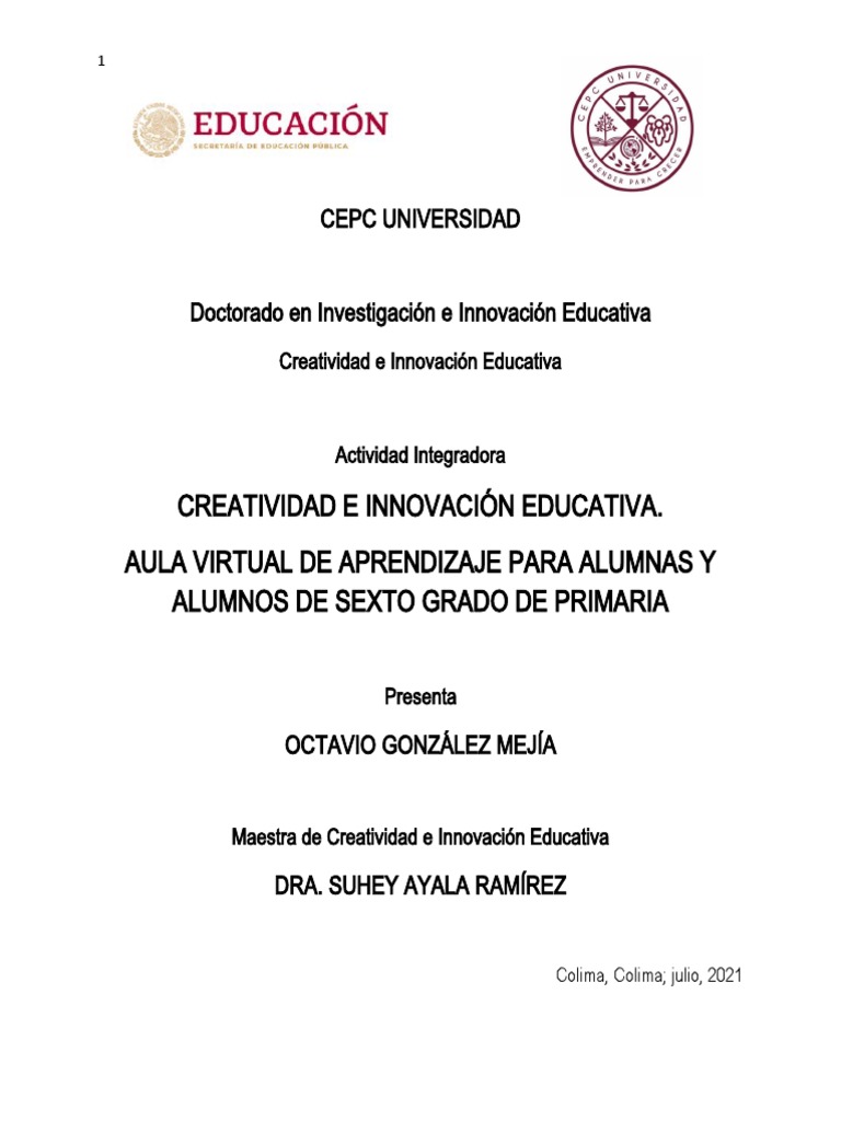 Actividad Integradora | PDF | Aprendizaje | Salón de clases