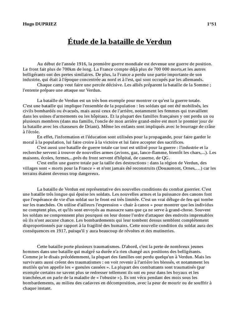 Analyse de la bataille de Verdun | PDF | Bataille de Verdun | Guerre totale