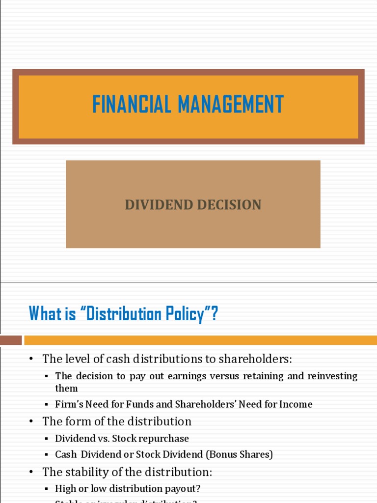Dividend Decisions-Ppt (Encrypted) | PDF | Dividend | Microeconomics