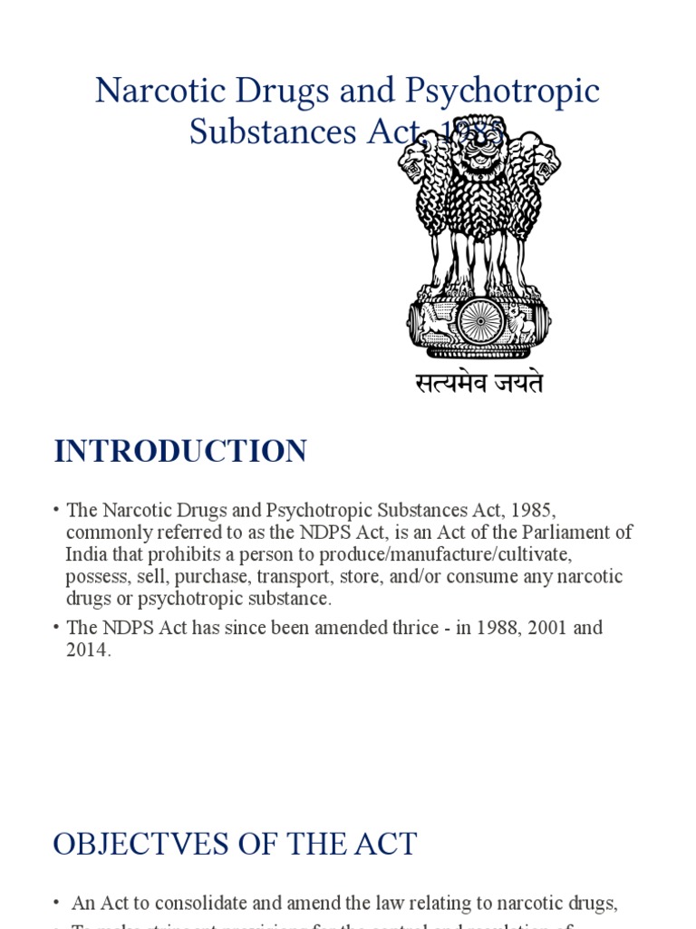 Narcotic Drugs and Psychotropic Substances Act, 1985 | PDF | Social Aspects Of Psychoactive ...