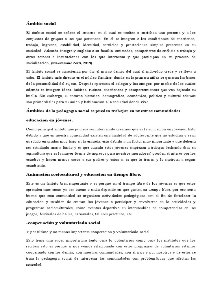 Definición y ámbitos del ámbito social | PDF | Sociedad | Socialización