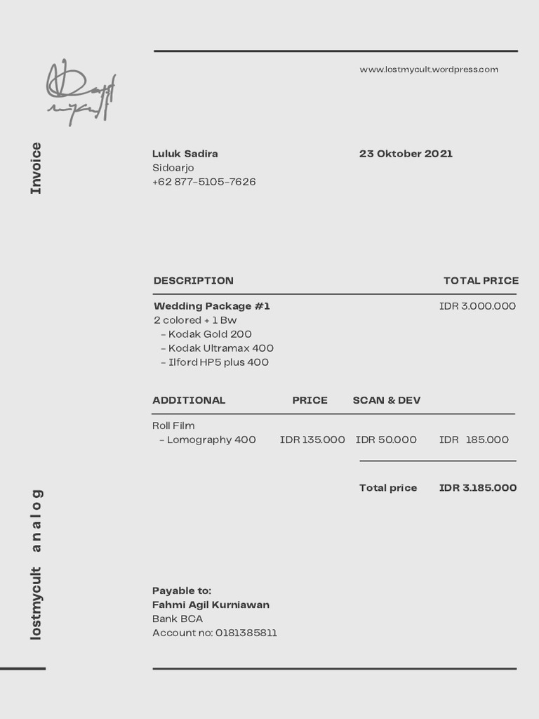 Contoh Invoice Verse 2 | PDF