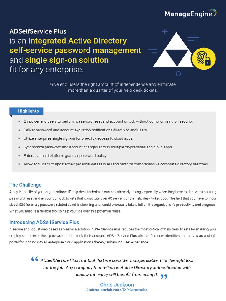 ADSelfService Plus: Empowering Password Management | PDF | Password ...