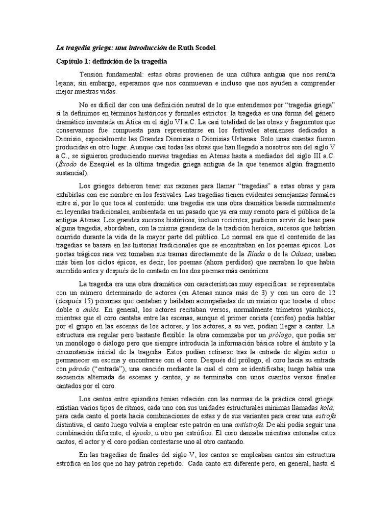 Capítulo 1 Tragedia Griega Scodel | PDF | Tragedia | Tragedia griega