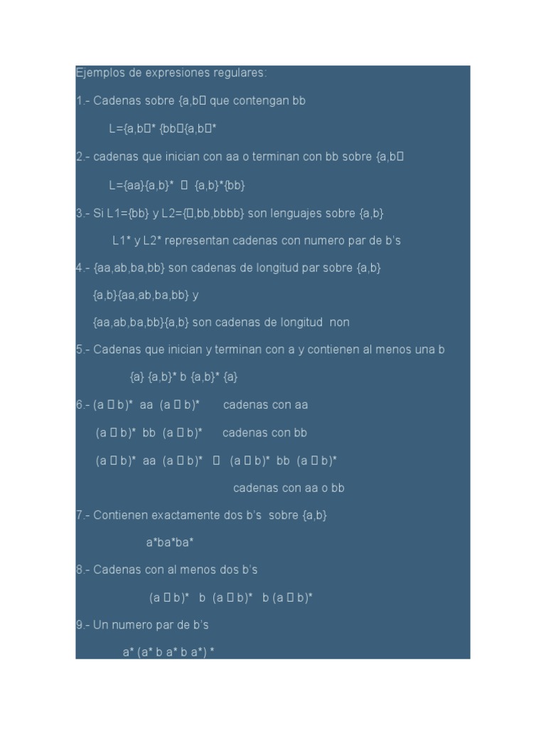Ejemplos de Expresiones Regulares | PDF