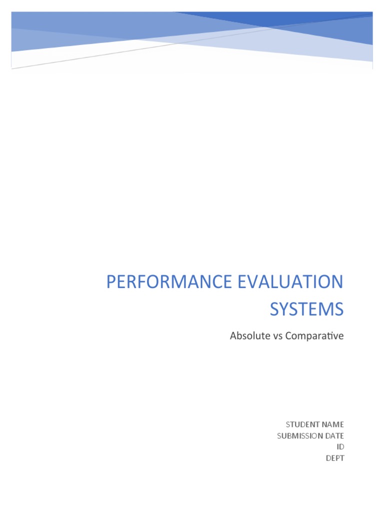 Performance Evaluation Systems: Absolute Vs Comparative | PDF ...