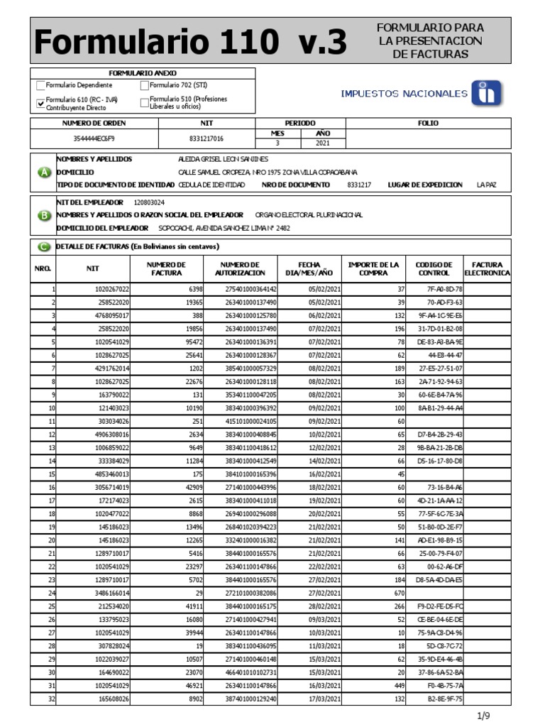 RPT Formulario 110 | PDF