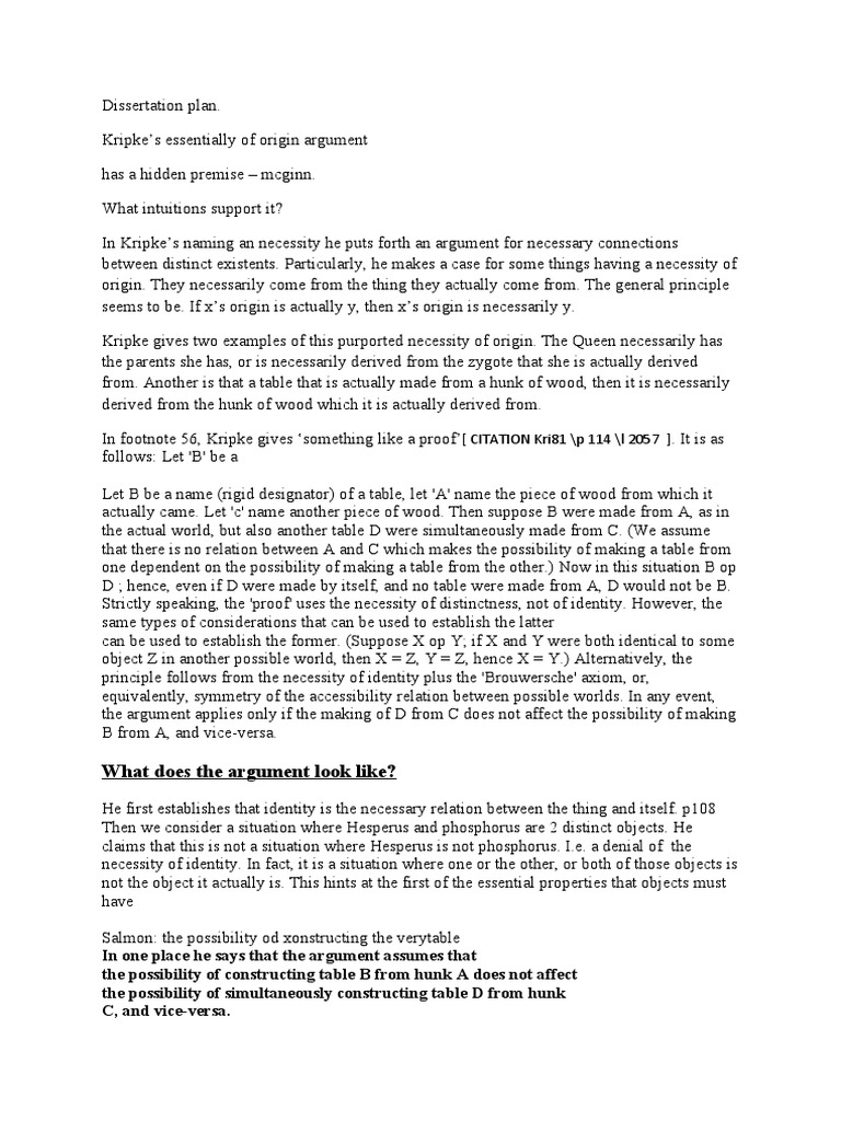 Dissertation Plan | PDF | Argument | Reasoning