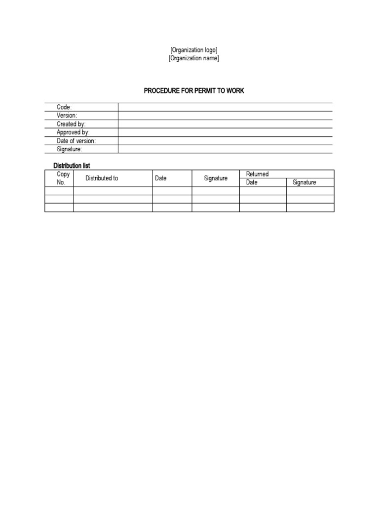 Procedure For Permit To Work | PDF | Safety | Occupational Safety And ...