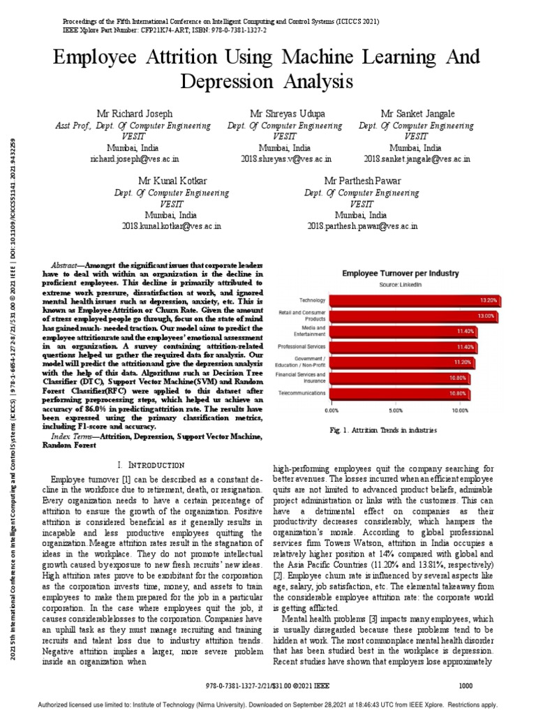 Employee Attrition Using Machine Learning and Depression Analysis | PDF ... Employee Attrition Using Machine Learning and Depression Analysis | PDF ...