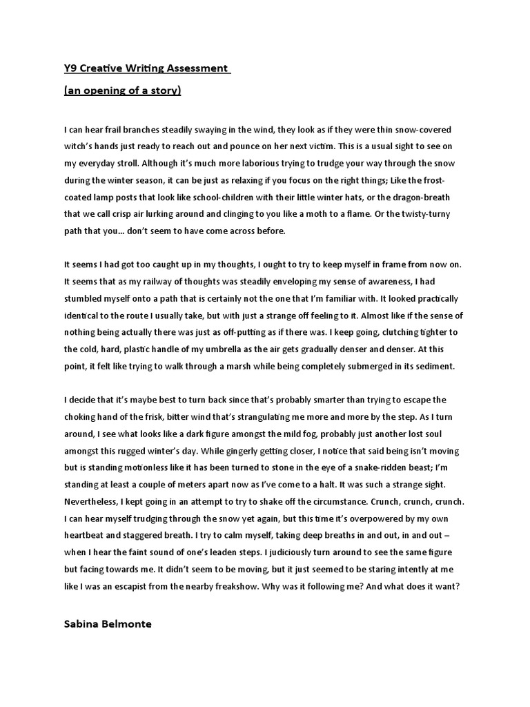Y9 Creative Writing Assessment | PDF