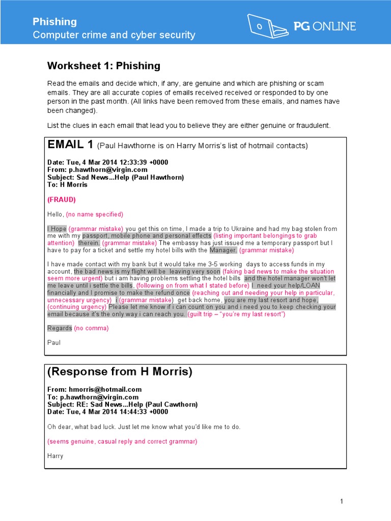 Worksheet 1 Phishing | PDF | Phishing | Pay Pal