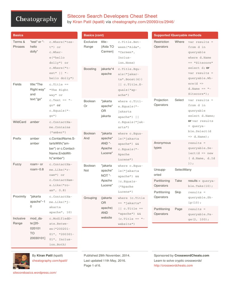 Sitecore Search Developers Cheat Sheet: by Via | PDF | Software ... Sitecore Search Developers Cheat Sheet: by Via | PDF | Software ...