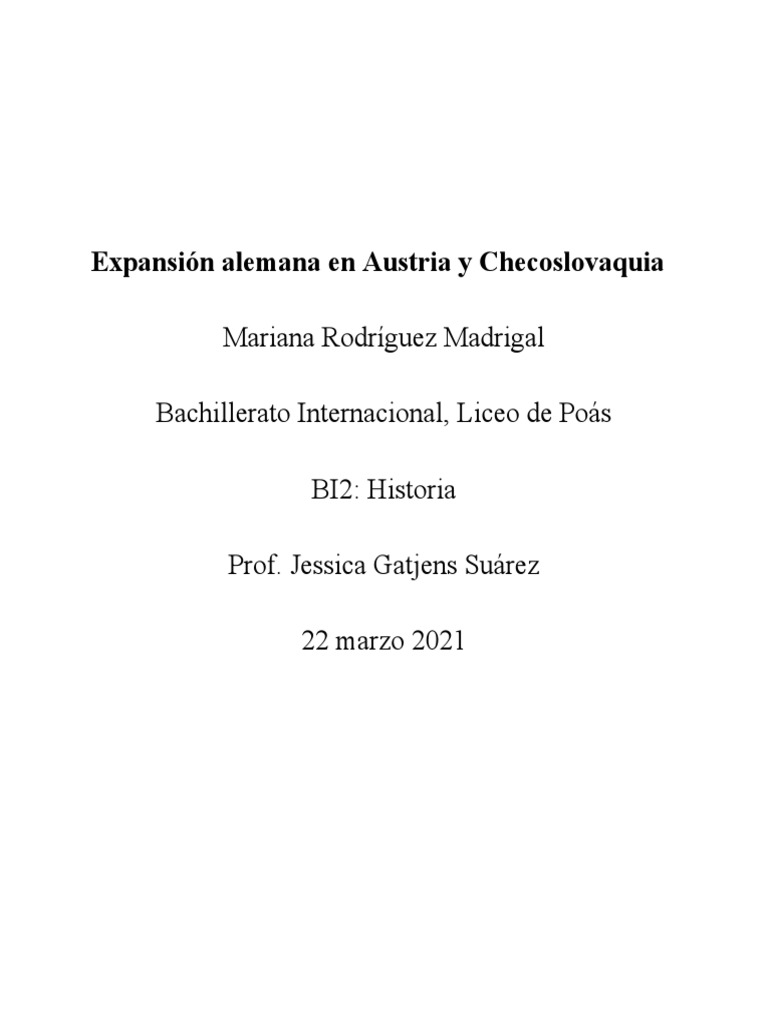 Expansión Alemana en Austria y Checoslovaquia | PDF | Alemania nazi ...