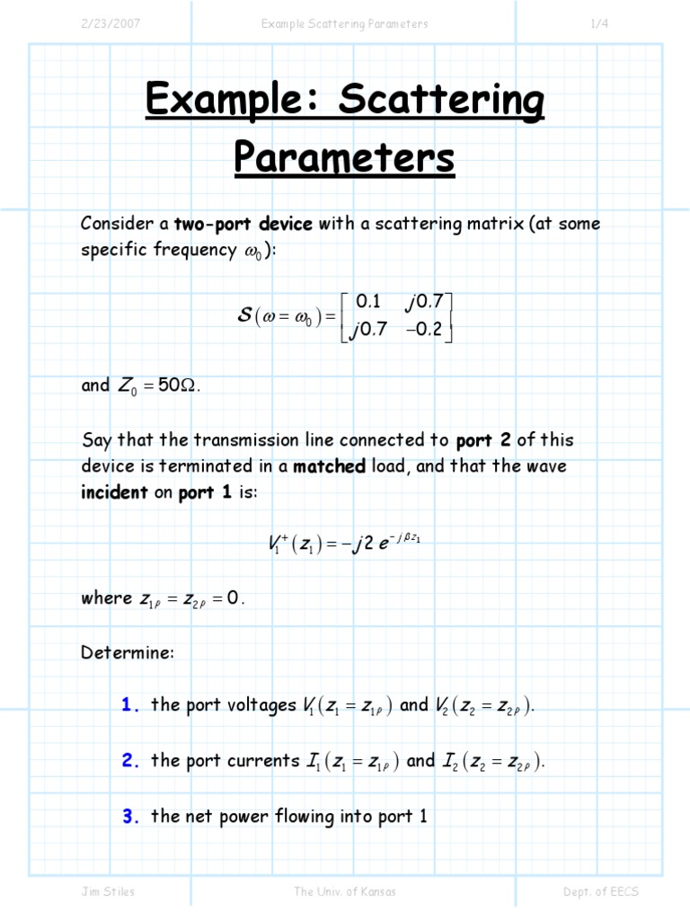 Example Scattering Parameters | Download Free PDF | Electromagnetism ...
