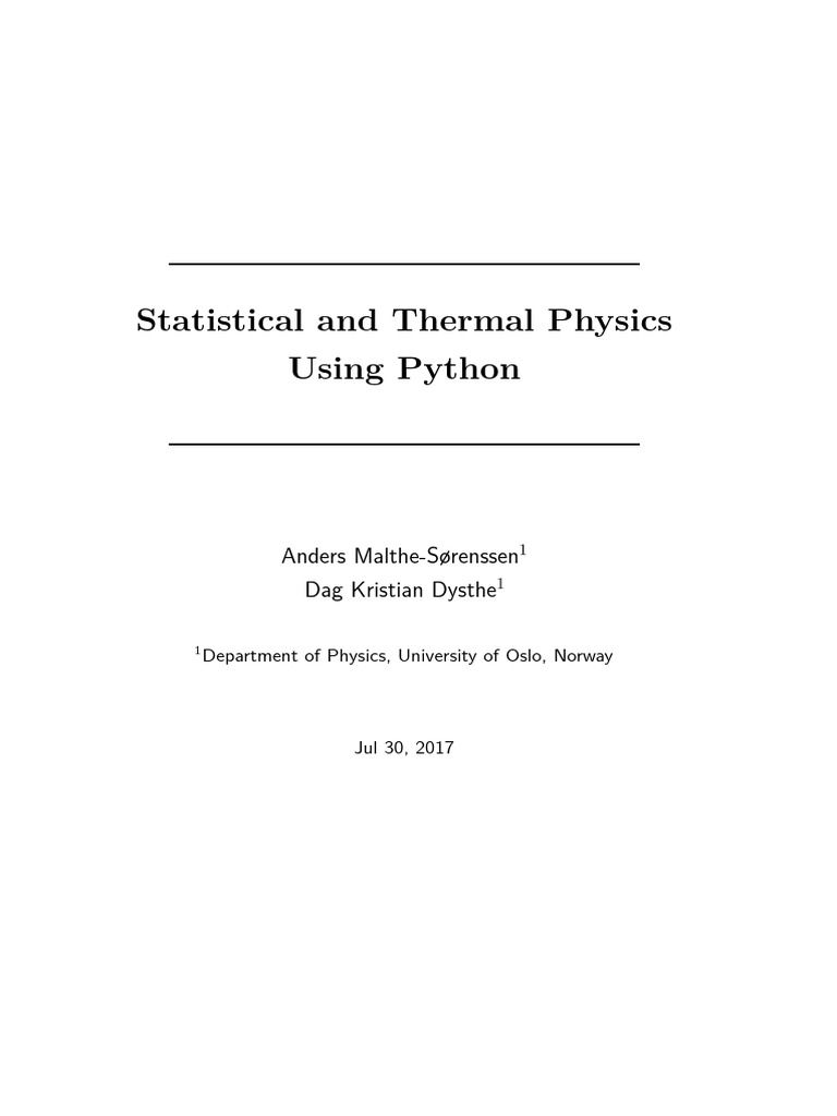 Stat Thermal Phys Python | PDF | Thermodynamics | Entropy
