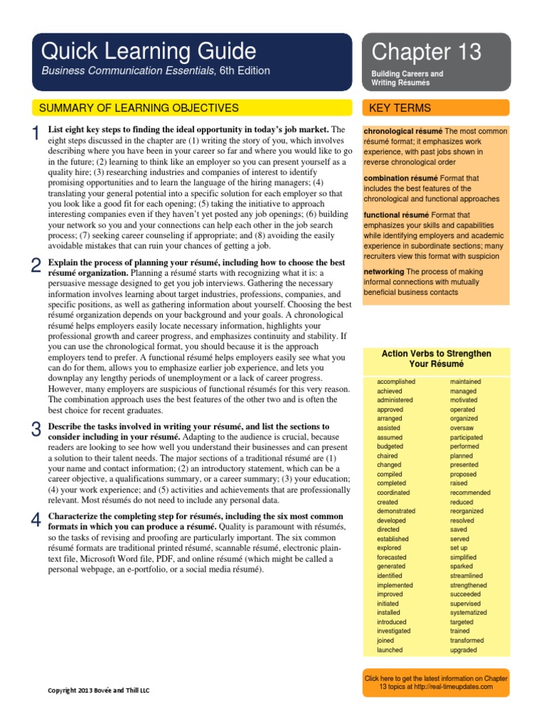 Quick Learning Guide: Summary of Learning Objectives Key Terms | PDF ...