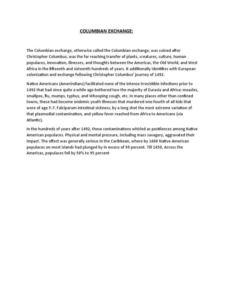 Columbian Exchange | PDF