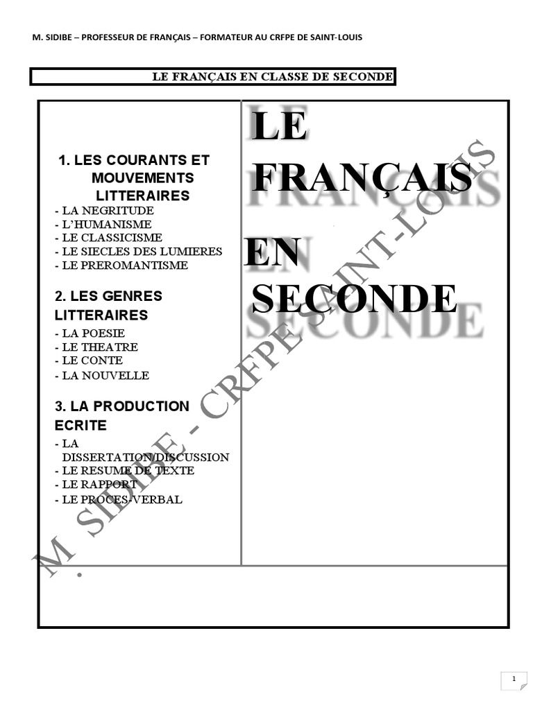 Le Français en Seconde : Programme et Oeuvres | PDF | Classicisme | Sonnets