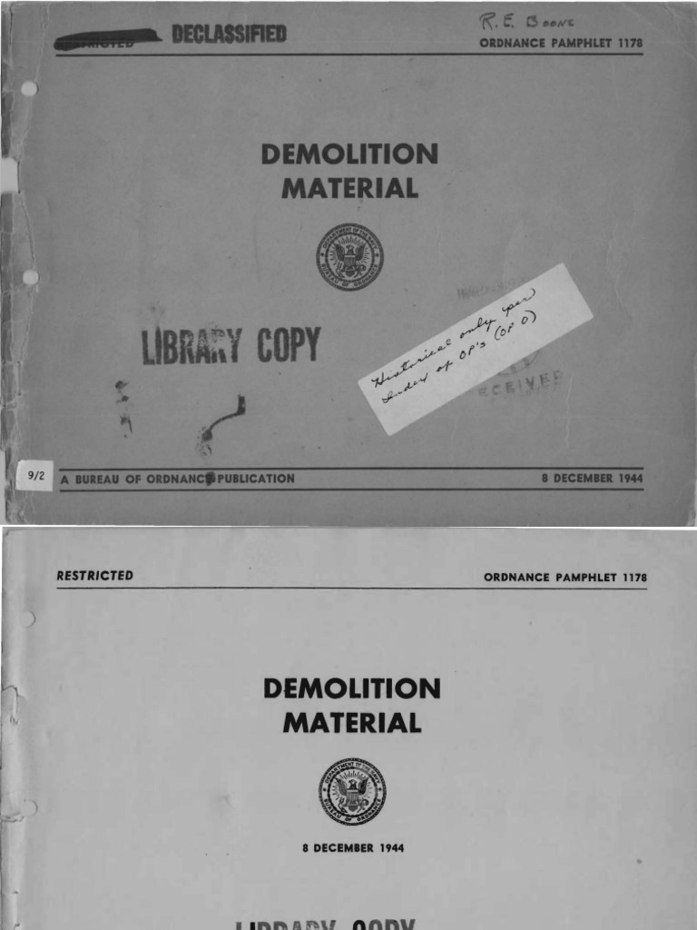 USN Demolition Material 1944!12!08 | PDF | Chemistry | Materials