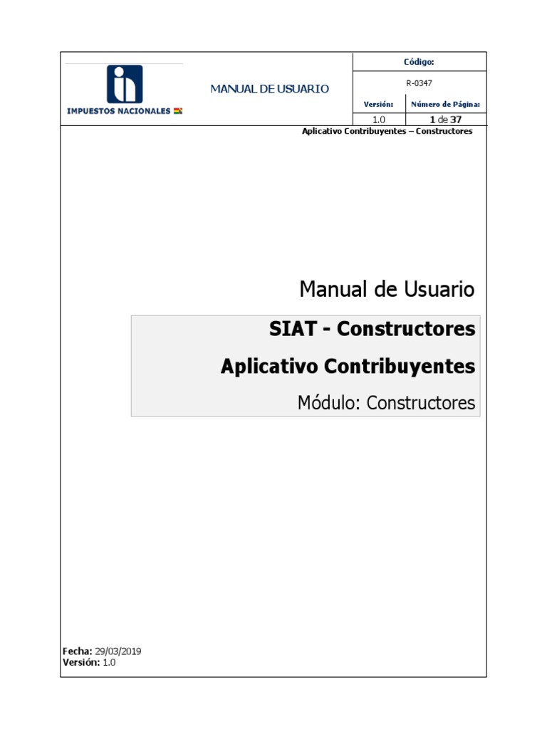 Manual de Usuario SIAT Constructoras | PDF | Microsoft Excel ...