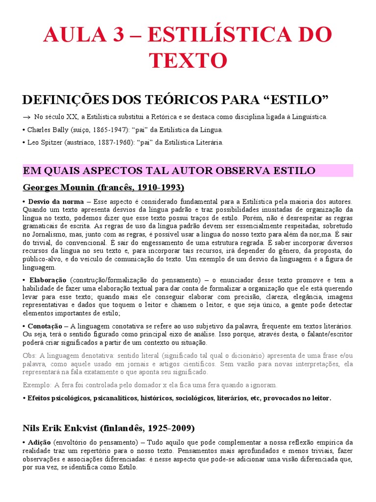 Teóricos da Estilística: definições de estilo e aspectos observados ...