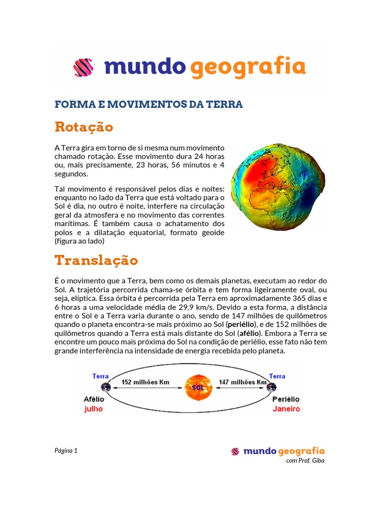 Terra - Forma e Movimento | PDF | Terra | Sol