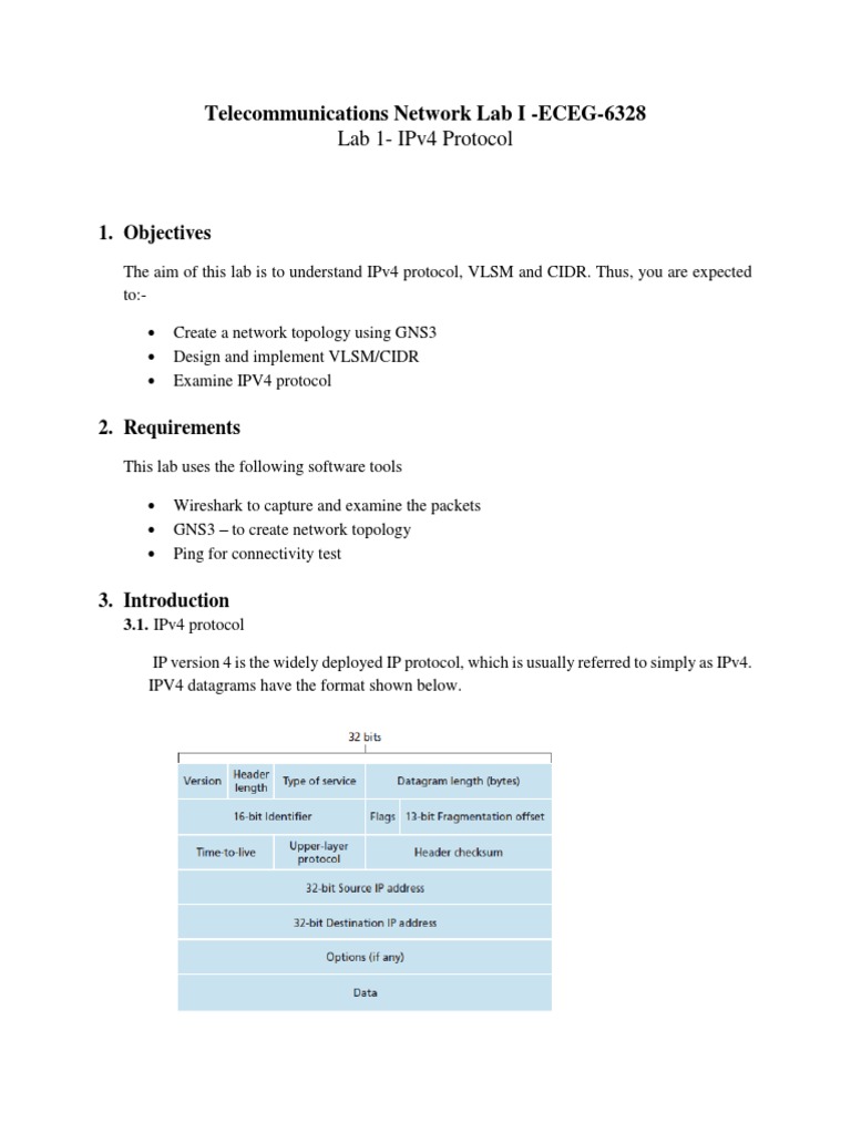 Telecommunications Network Lab I - ECEG-6328: 1. Objectives | PDF | Ip ...
