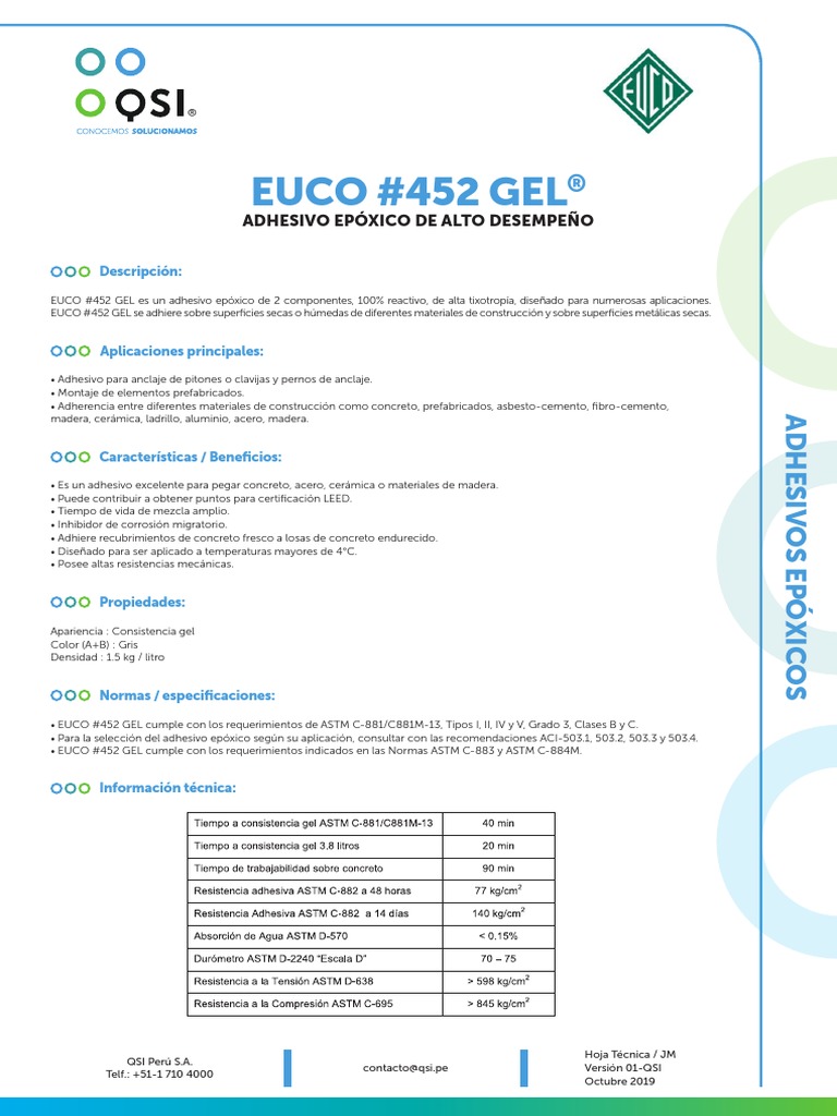 Euco 452 Gel | PDF | Hormigón | Acero