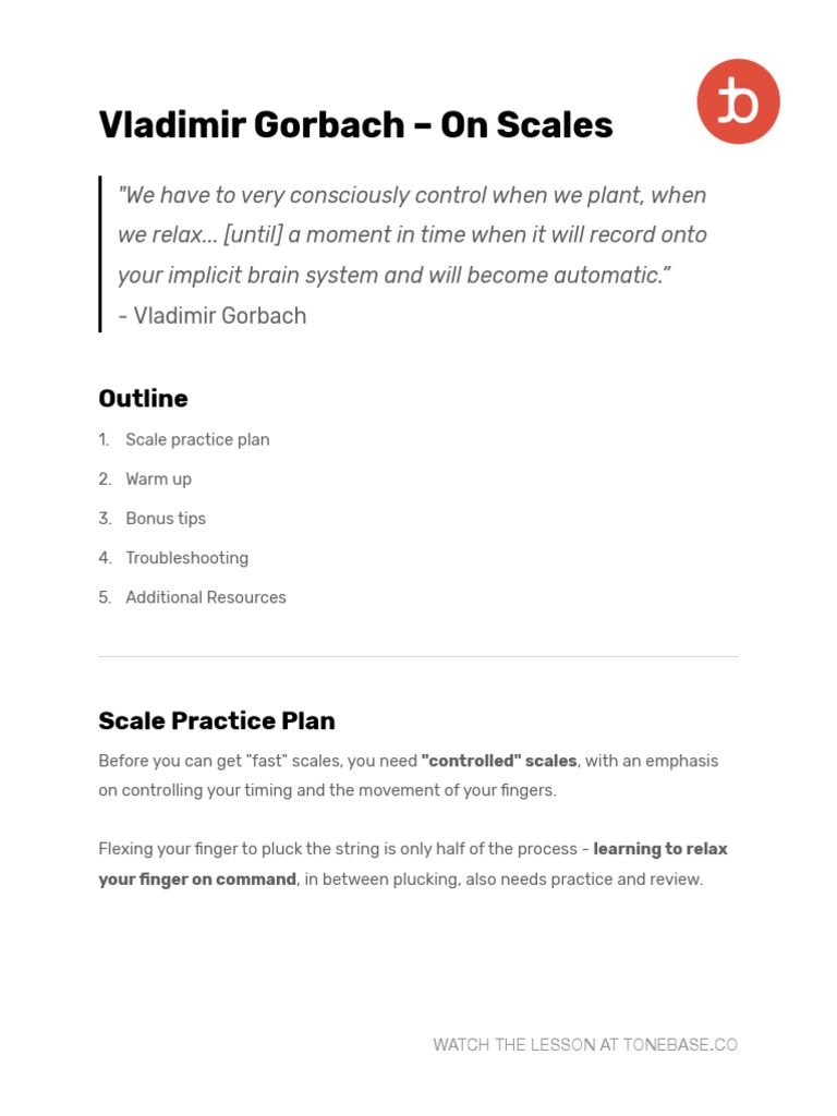 Vladimir Gorbach On Scales | PDF | String Instruments | Guitars