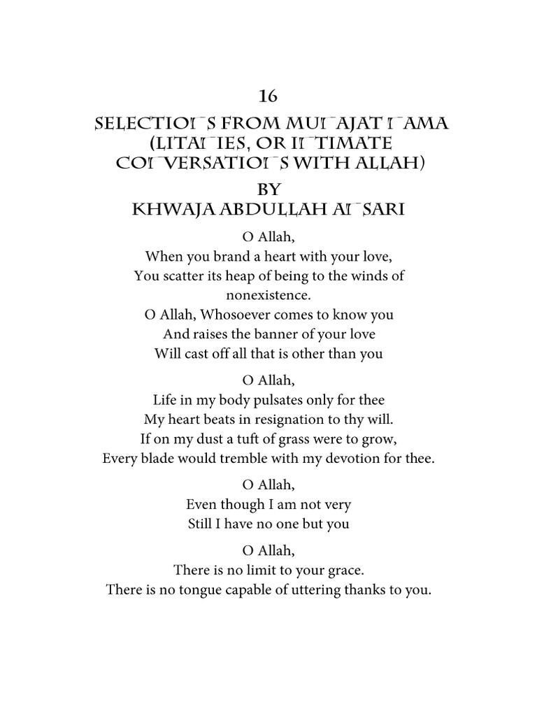 Selections From Munajat Nama (Litanies, or Intimate Conversations with ...