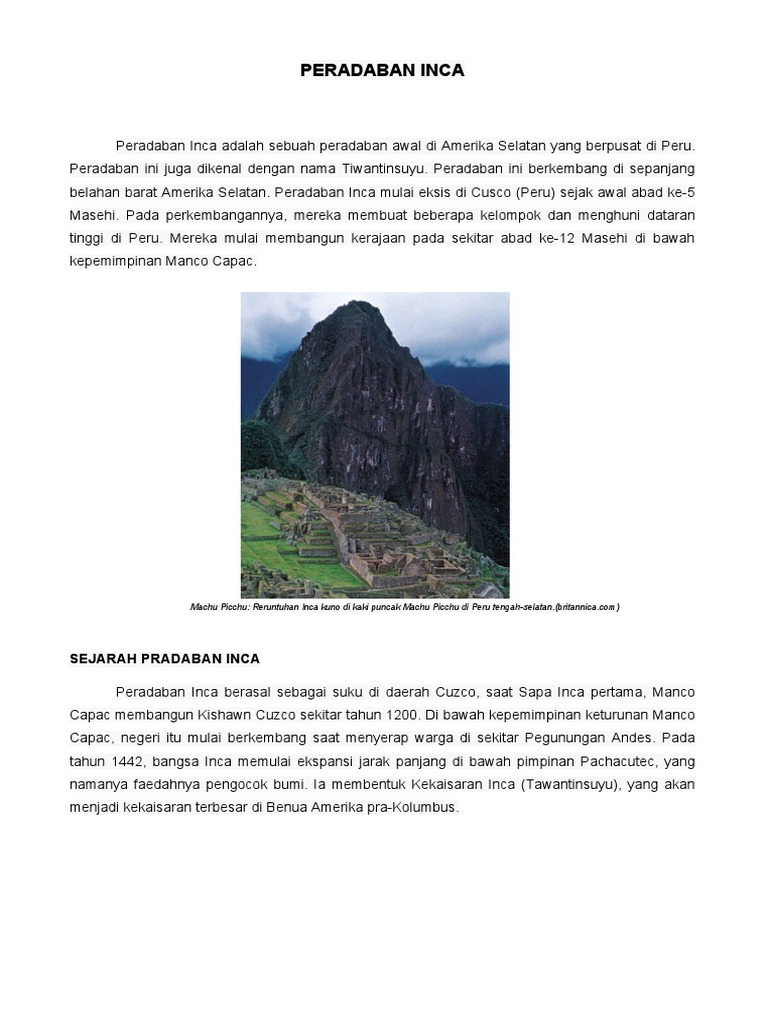 Sejarah dan Budaya Peradaban Inca | PDF