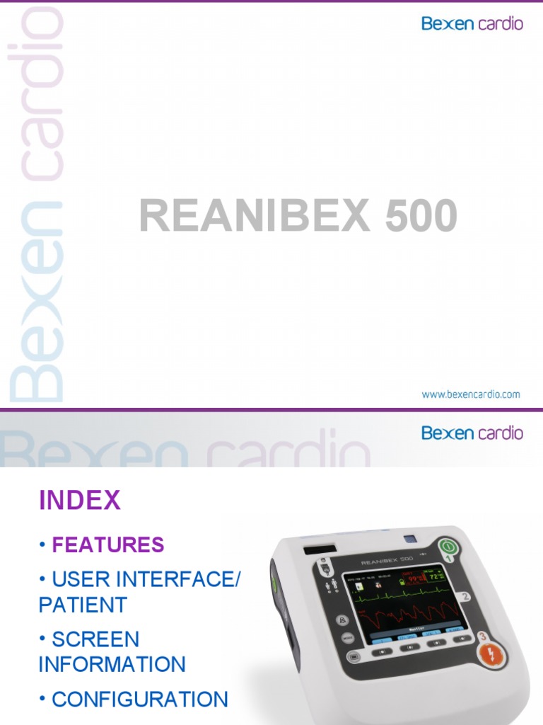 REANIBEX 500 Defibrillator Overview | PDF | Rechargeable Battery | Usb