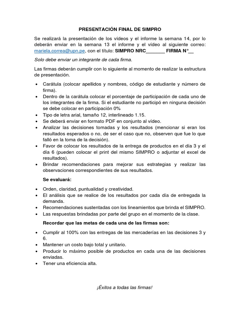 Estructura Del Informe de Simulador Simpro | PDF