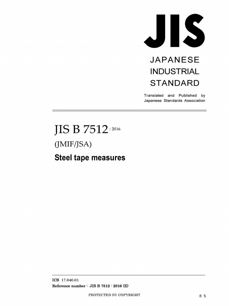 JSA JIS B 7512-2016 Stell Measure Tape | Download Free PDF ...