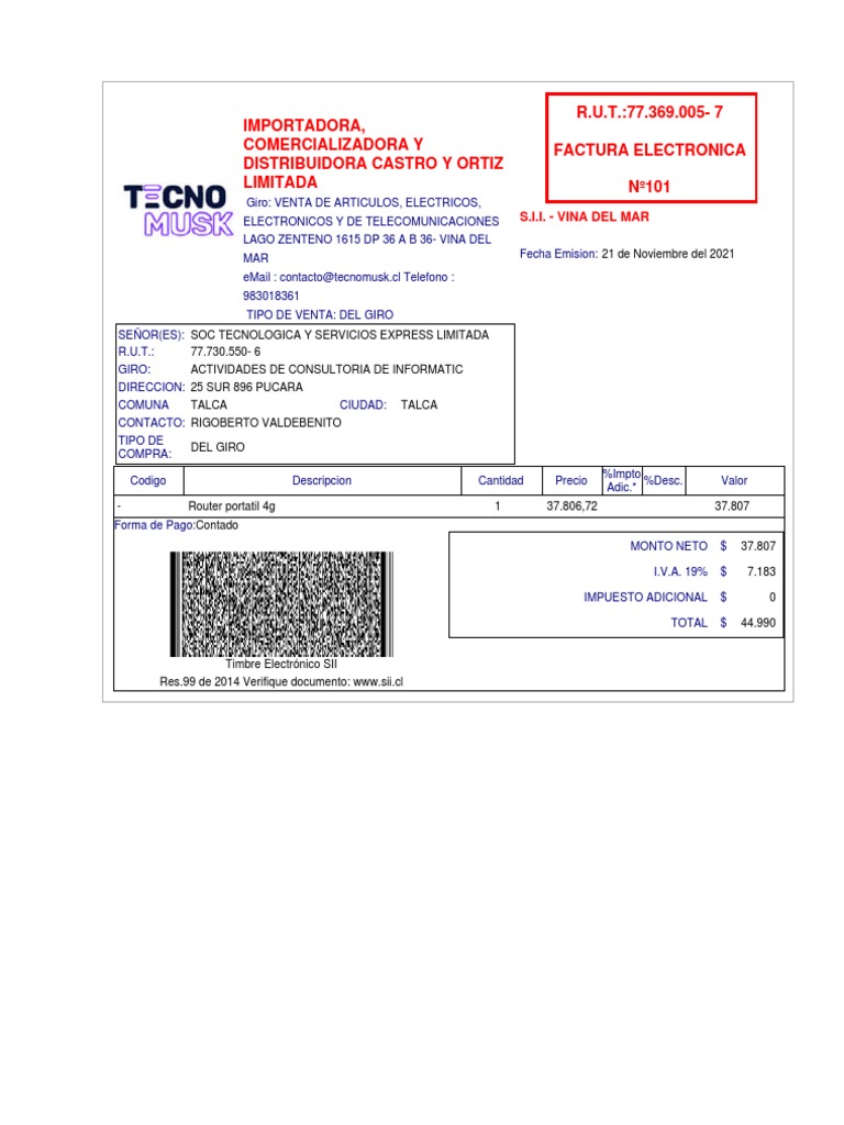 Importadora, Comercializadora Y Distribuidora Castro Y Ortiz Limitada R.U.T.:77.369.005-7 ...