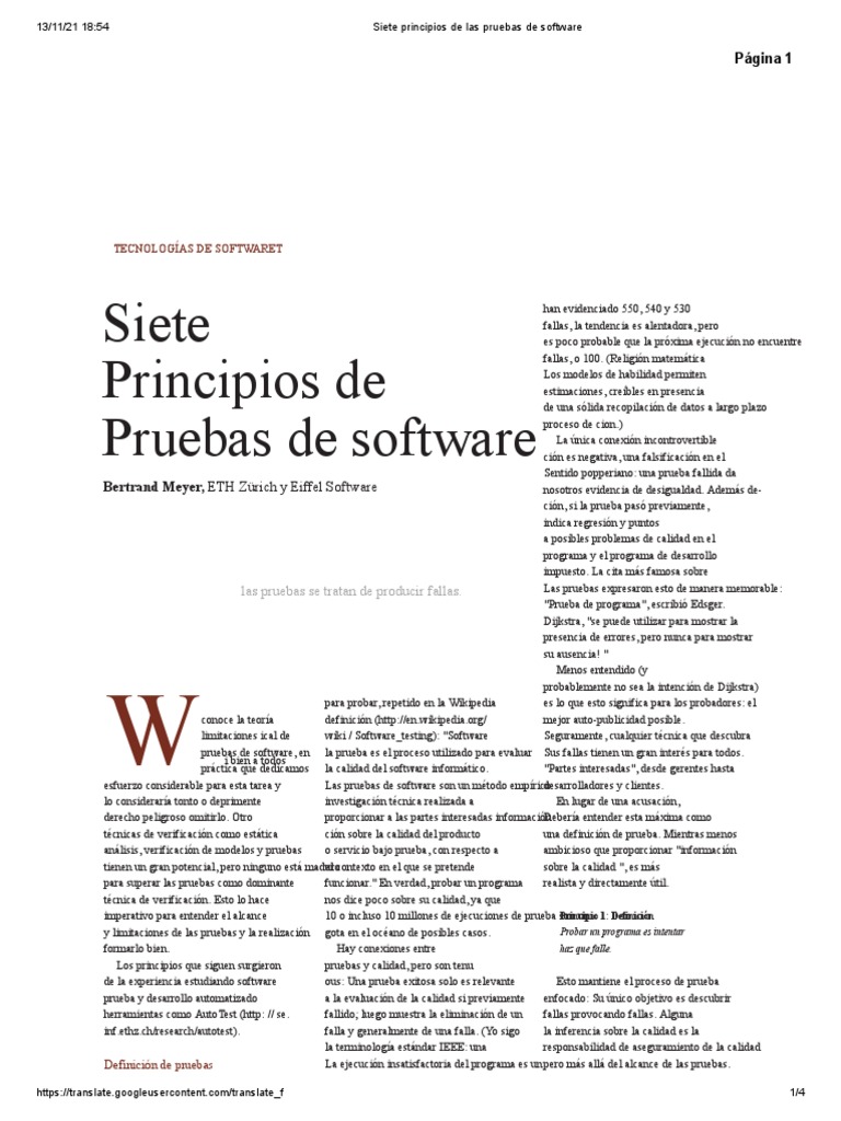Siete Principios de Las Pruebas de Software - Spanish | PDF | Software ...